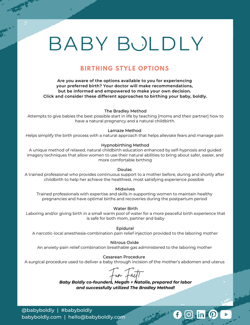 Birth Style Options | Baby Boldly